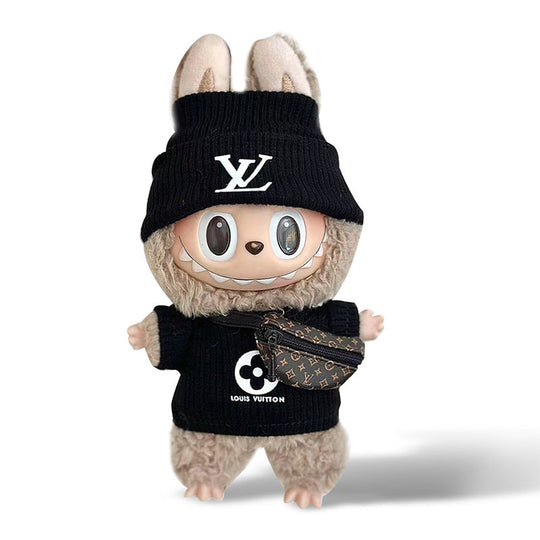 labubu louis vuitton clothes black with beanie and lv fanny pack – PopMoco